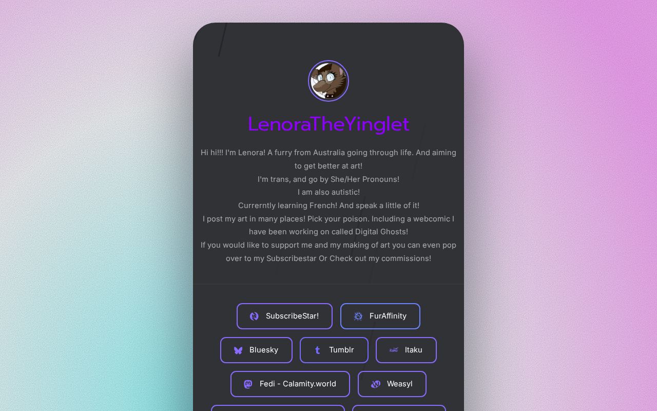 LenoraTheYinglet's Carrd